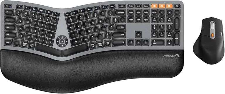 ProtoArc Ergonomic Wireless Keyboard & Mouse - EKM01 - Black And Gold ...