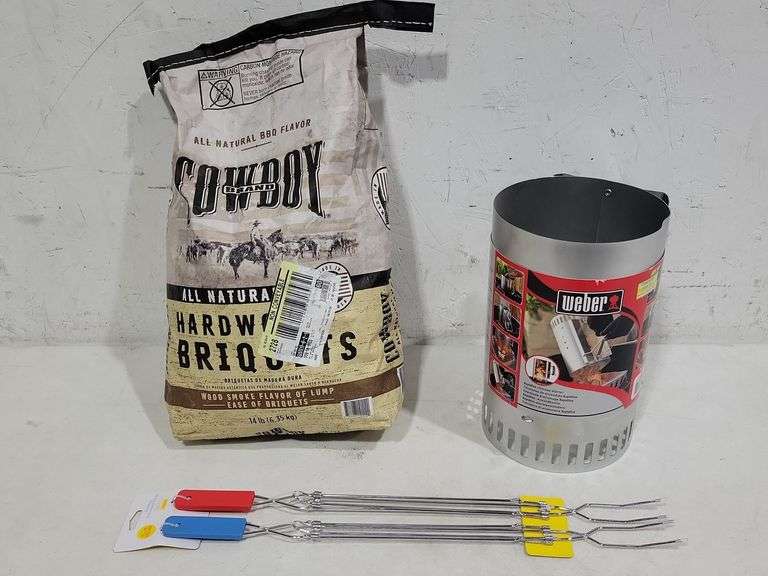 Weber Rapid Fire Chimney Starter, Cowboy Brand All Natural Hardwood ...