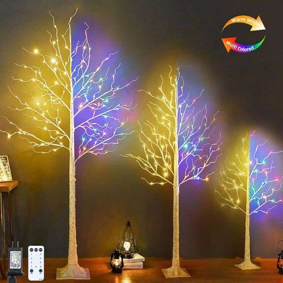 New (3 Pack) Lighted Birch Trees - 4FT 6FT and 8FT Birch Tree Lights ...