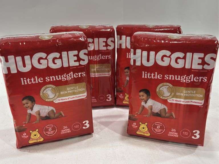 (4) NEW Packs of Huggies Sz 3 Diapers - Black And Gold Auctions