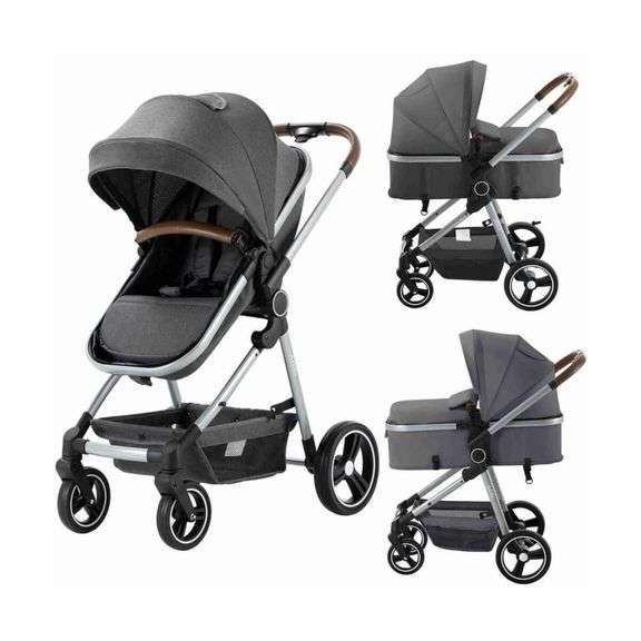 2-In-1 Baby Stroller / Standard Bassinet Carriage - Black And Gold Auctions