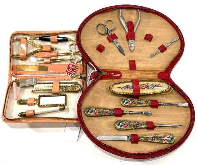 (2) Vintage Manicure Sets - Black And Gold Auctions