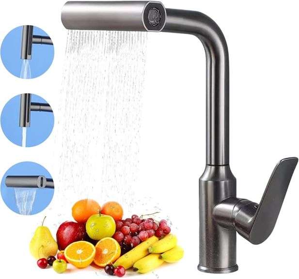 New Stranthother Kitchen Tap with Pull Out Sprayer Black Waterfall ...