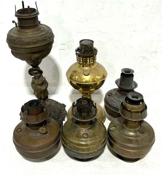 (6) Vintage Oil Lamp Bases - Black And Gold Auctions
