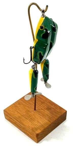 Signed & Handpainted Wooden Frog Lure - Black And Gold Auctions