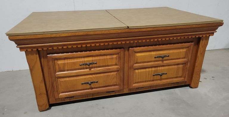 4-Drawer Wooden Coffee Table W/Pull-Out Writing Board & On Wheels ...