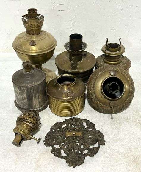 Vintage Brass Oil Lamp Bases & Parts - Black And Gold Auctions