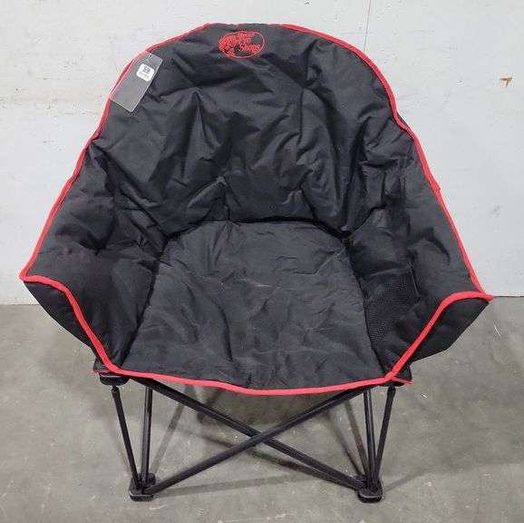 Fold Out Bass Pro Shops Lawn Chair - Black And Gold Auctions