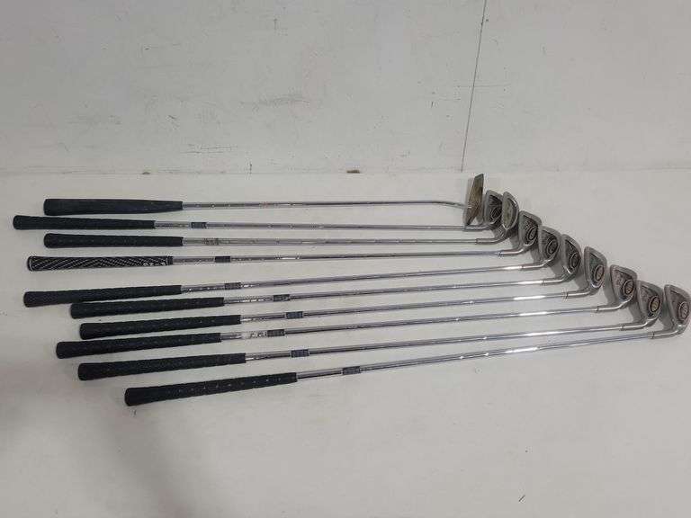 (9) Ping Golf Clubs & A Tiger Shark Putter - Black And Gold Auctions
