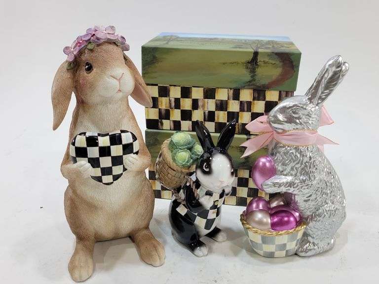 MacKenzie Child's Easter Bunny Lot: Figures & Boxes - Black And Gold ...