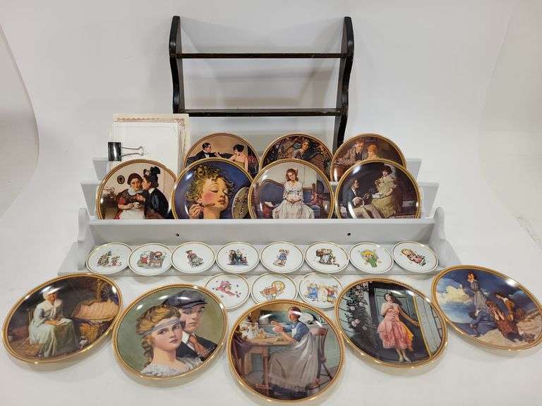 (12) Norman Rockwell Decorative Porcelain Plates, (11) Berta Hummel ...