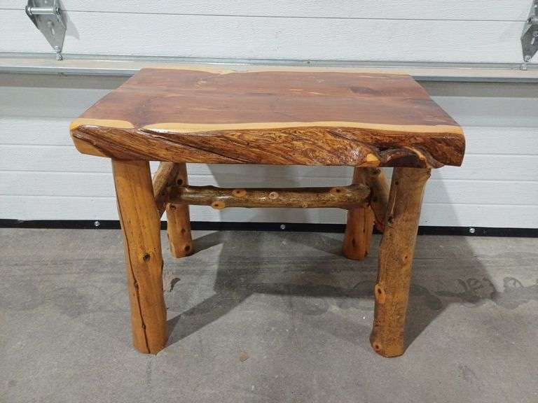 Live Edge Wood Side Table - Black And Gold Auctions