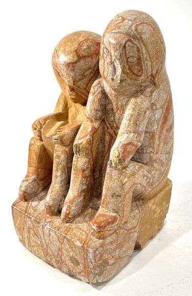 Native American Carved Stone Sculpture - Black And Gold Auctions