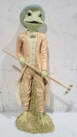 24.75" Phineas Frog Garden Statue - Black And Gold Auctions