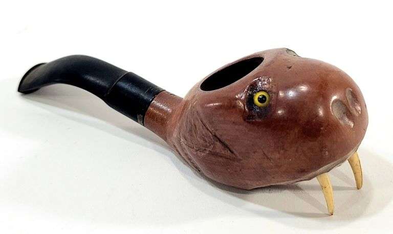 VTG Snake Themed Briar Italy Smoking Pipe - Black And Gold Auctions