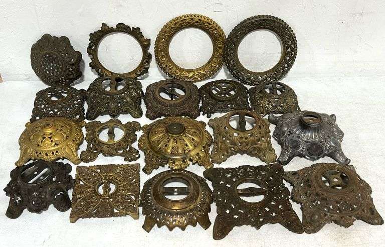 Antique Brass Oil Lamp Bases / Stands - Black And Gold Auctions