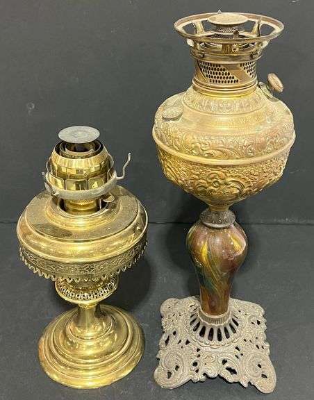 Antique ‘The New Rochester’ & ‘Star’ Brass Oil Lamps - Black And Gold ...