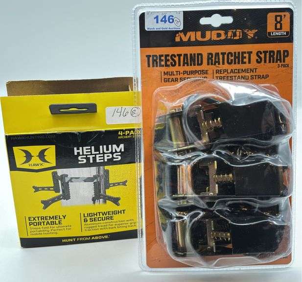 NEW Muddy Treestand Ratchet Straps & NEW Hawk Helium Steps - Black And ...
