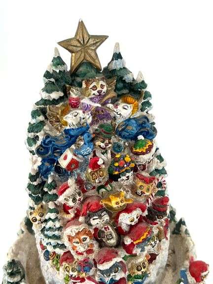 Bill Bell Franklin Mint ‘Santa Claws’ Cat Christmas Tree Music Box ...