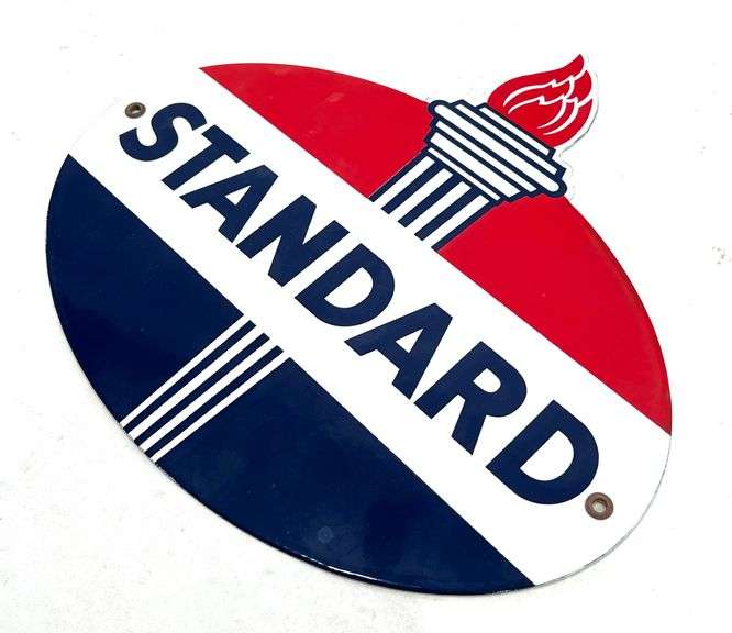 Vintage STANDARD Oil Porcelain Sign - Black And Gold Auctions