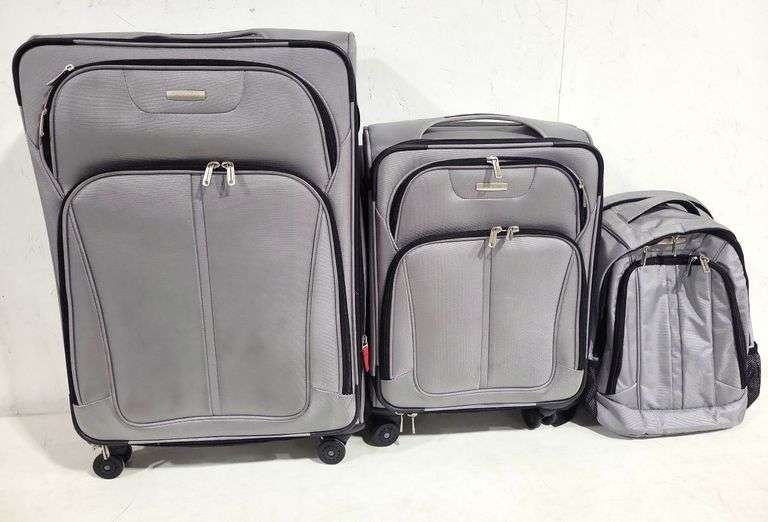Samsonite Grey 2-Piece Luggage Set W/Backpack - Black And Gold Auctions