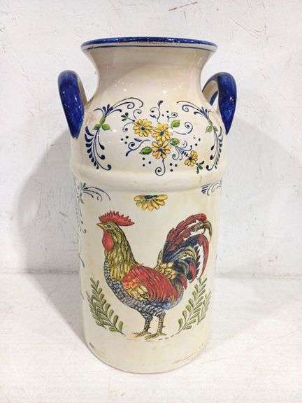 Ceramic Milk Jug Style Painted Vase - Black And Gold Auctions