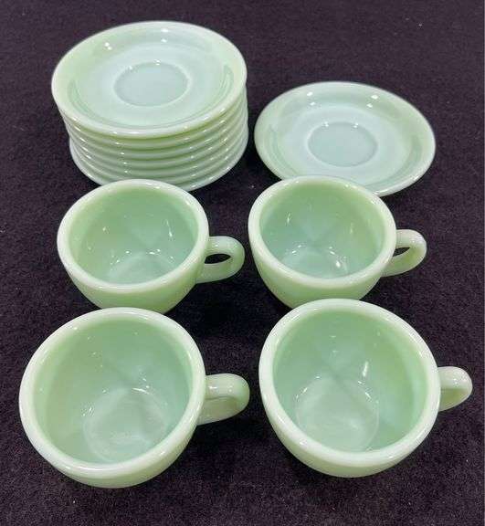 Fire-King Jadite/Jade-ite Restaurant Ware (4) Coffee Cups & (8) 6 ...