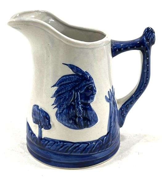 Vintage 9” Sleepy Eye Native American Chief Pitcher - Black And Gold ...