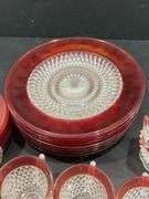 Vintage Indiana Glass Diamond Point Ruby Flash Glassware - Black And ...