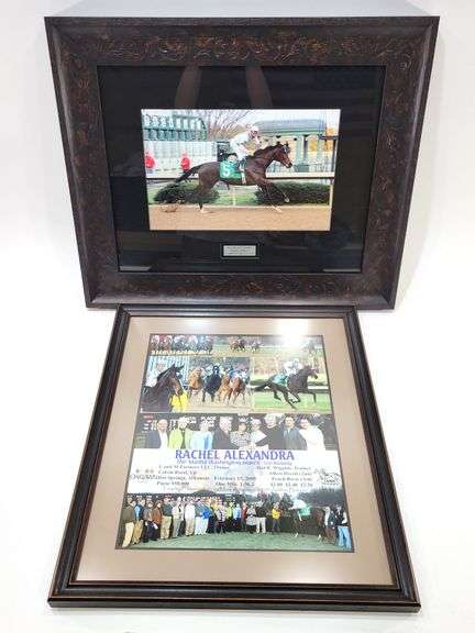 Pair of Framed Horse Racing Prints: Rachel Alexandra - Black And Gold ...