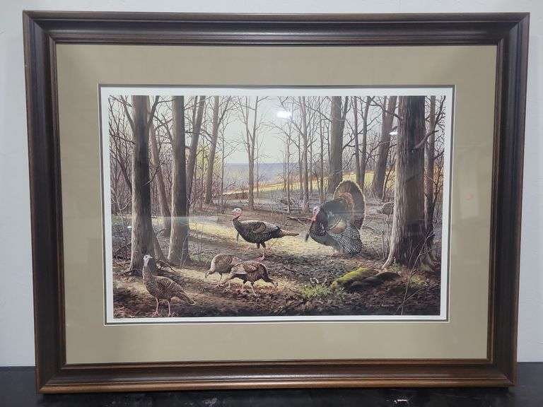 " Framed "Early Spring-Wild Turkeys" 1981 Signed Print By Maynard Reece ...