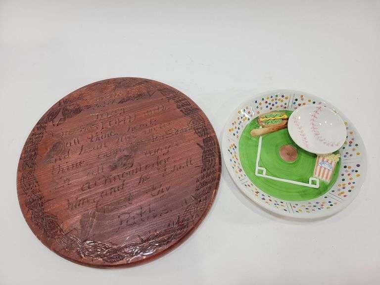 Baseball Themed Serving Platter & Carved Religious Scripture Verse ...