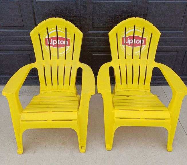 (2) Lipton Outdoor Patio Chairs - Black And Gold Auctions