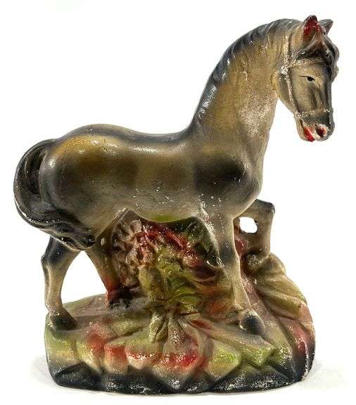 Vintage Native American Chalkware Horse - Black And Gold Auctions