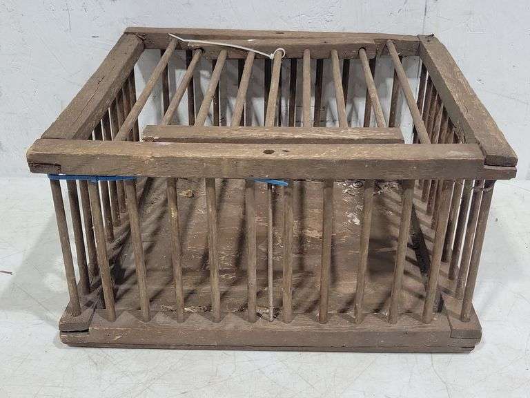 ANTIQUE Wooden Chicken Crate - Black And Gold Auctions