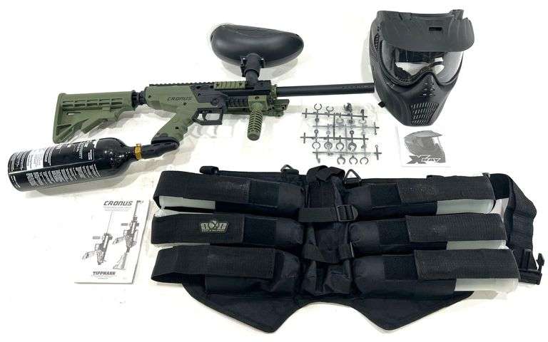 Tippmann Cronus Tactical Paintball Gun w/ Face Mask / (5) Paintball ...