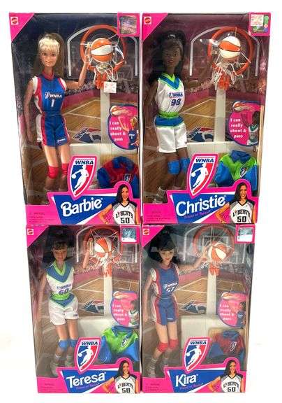 (4) 1998 Mattel Barbie WNBA Friends of Barbie Dolls - Black And Gold ...