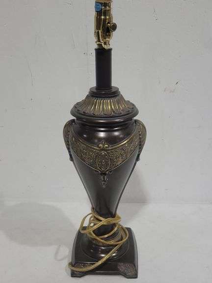 23" Berman Art Nouveau-Style Cast Metal Table Lamp W/Antique Bronze ...