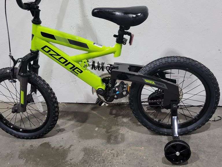 Green/Black Ozone 500 Kids' Shock Force 16" BMX Bike W/Training Wheels - Black And Gold Auctions
