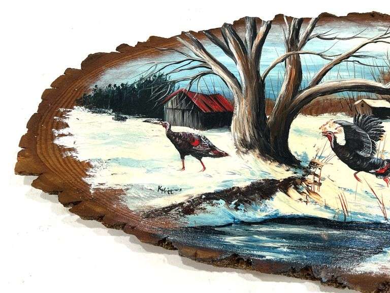 Hand-Painted Turkey Art on Wood Plaque by K. Higgins - Black And Gold ...