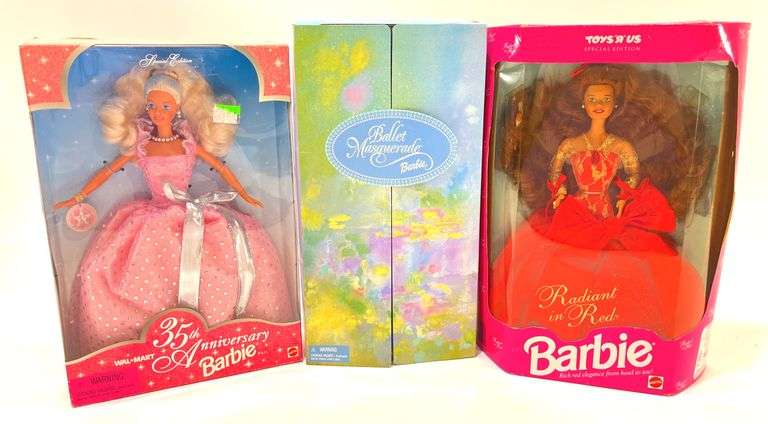 (3) Mattel Barbie Dolls: 1997 35th Anniversary Barbie, 2000 Ballet ...