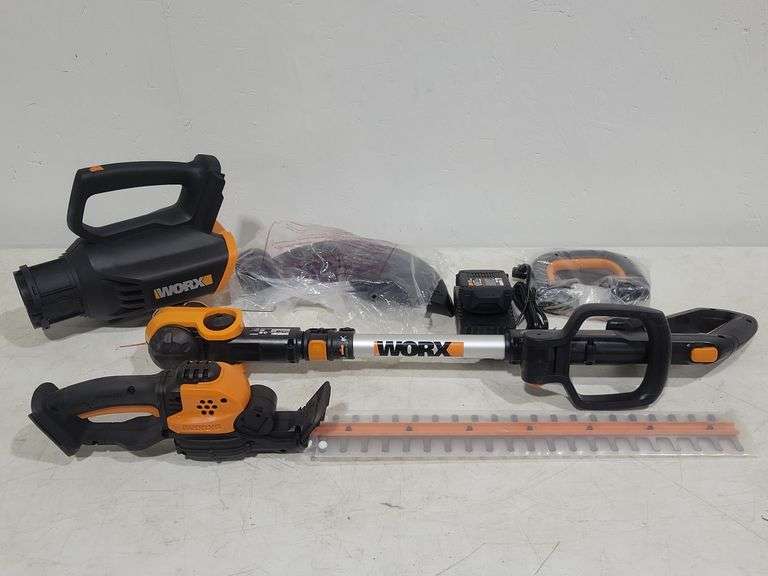 WORX Lawn Tool Set W/Charger & 20V Battery - Black And Gold Auctions