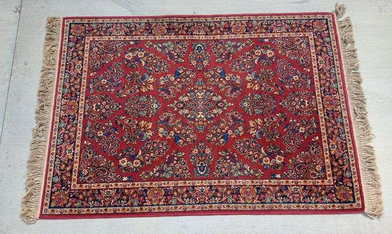 Karastan Collection Red Sarouk 4'-3" x 6' Rug - Black And Gold Auctions