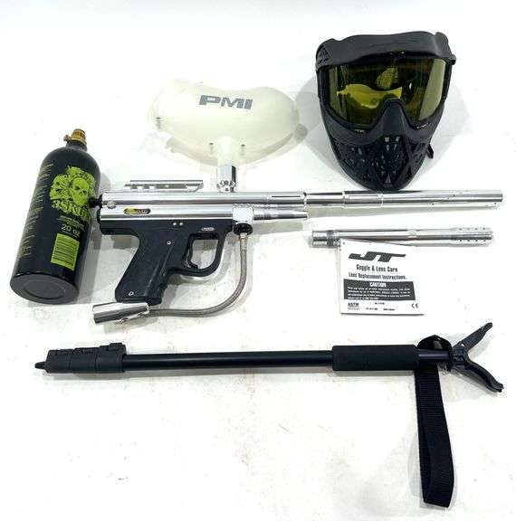 PMI Piranha Force Paintball Gun w/ Face Mask / Air Tank / Manual ...