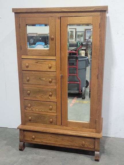 ANTIQUE Oak Chifferobe - Black And Gold Auctions