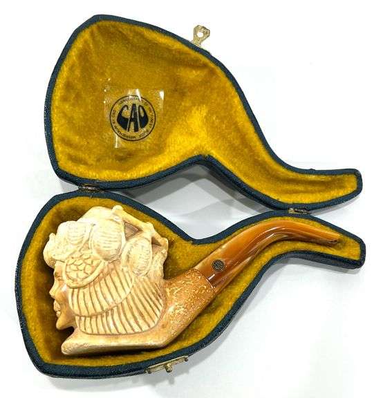 Vintage CAO Hand Crafted Meerschuam Smoking Pipe w/ Case - Black And ...