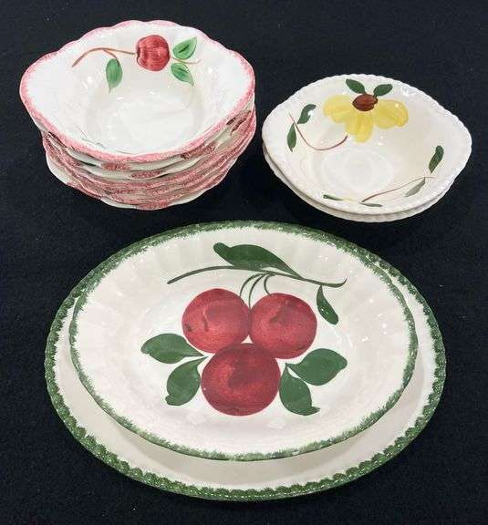 Blue Ridge Pottery HandPainted Dishes - Crab Apple & Floral - Black And ...