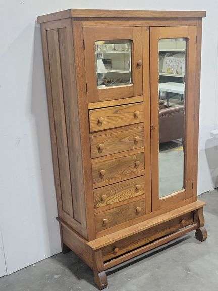 ANTIQUE Oak Chifferobe - Black And Gold Auctions