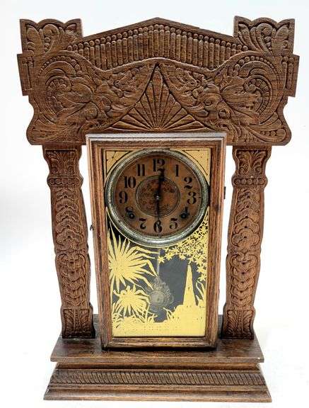 Ingrahm Co Antique "Pacific" Mantle Clock - Black And Gold Auctions