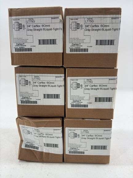 (6) Boxes 3/4” Carflex Omni Gray Straight Liquid Tight Fittings - Black ...
